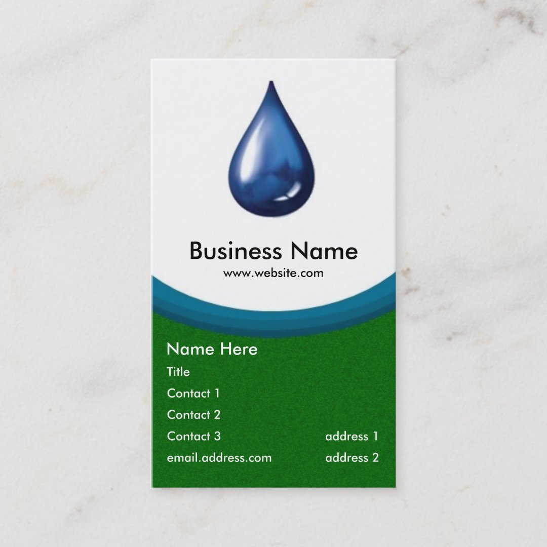 Water Drop business card -green grass | Zazzle