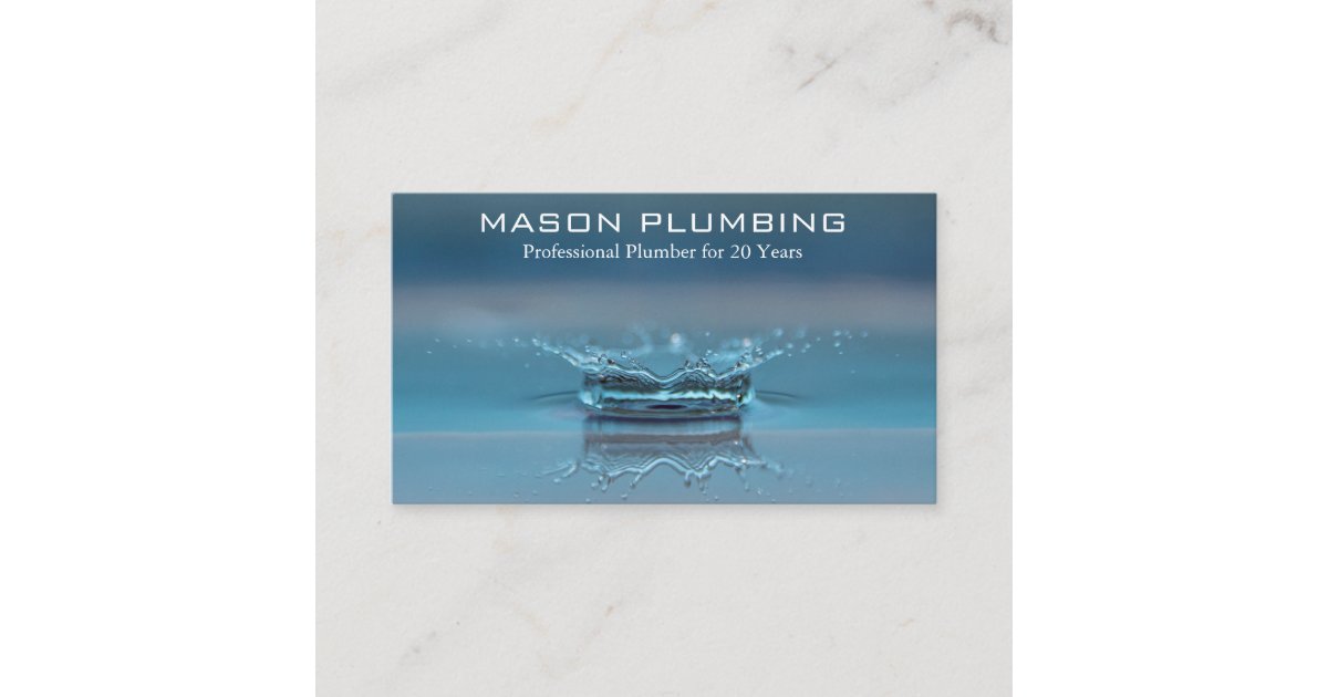 Water Drop Splash - Plumber - Business Card | Zazzle