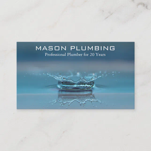 Water Drop Splash - Plumber - Business Card | Zazzle