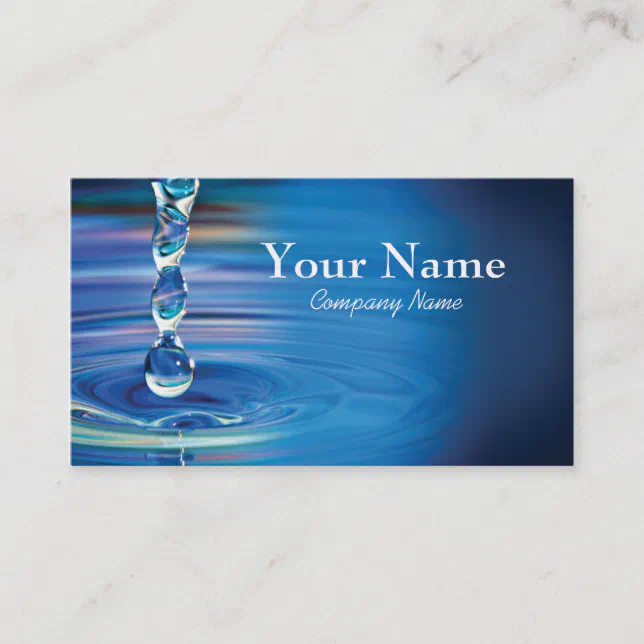 Water drops flowing into pool business card | Zazzle