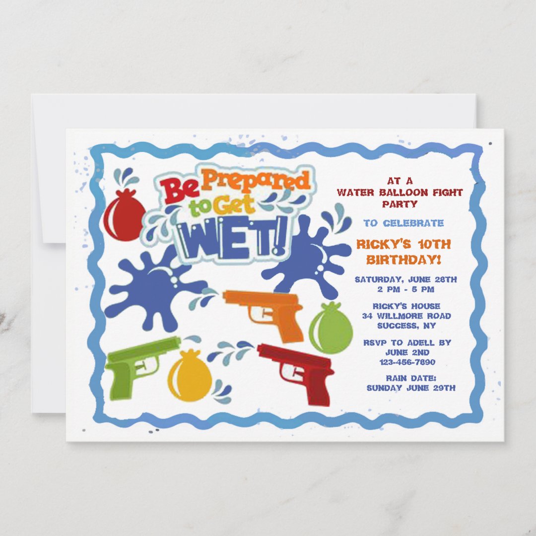 Water Fight Invitation | Zazzle