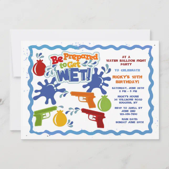 Water Fight Invitation | Zazzle