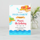 Water fight pool waterslide birthday invitation | Zazzle