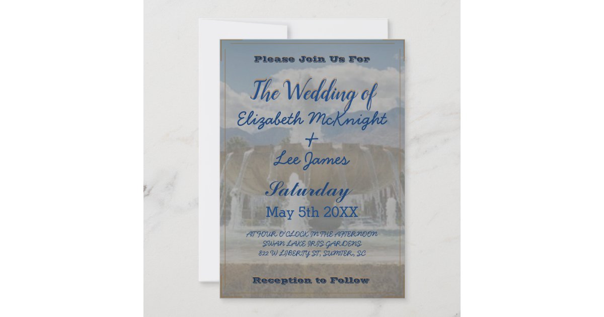 Water Fountain Wedding Invitation | Zazzle