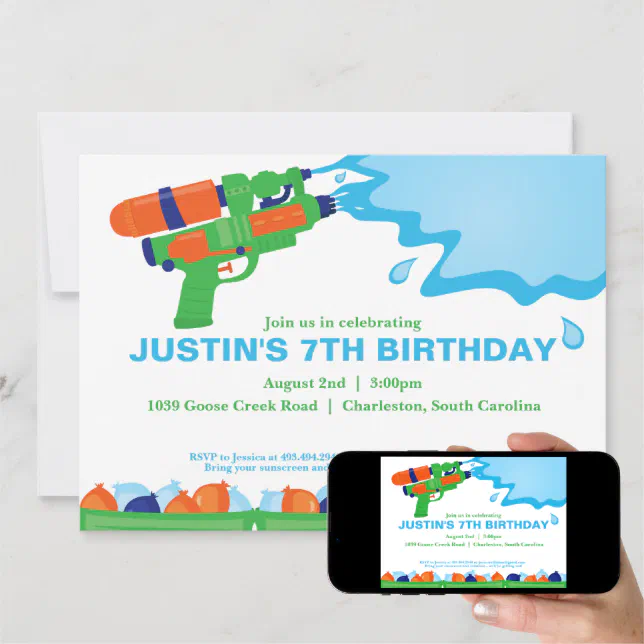 Water Gun Party Invitation | Zazzle