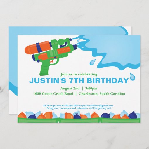 Water Gun Party Invitation | Zazzle