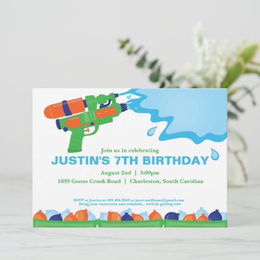 Water Gun Party Invitation | Zazzle
