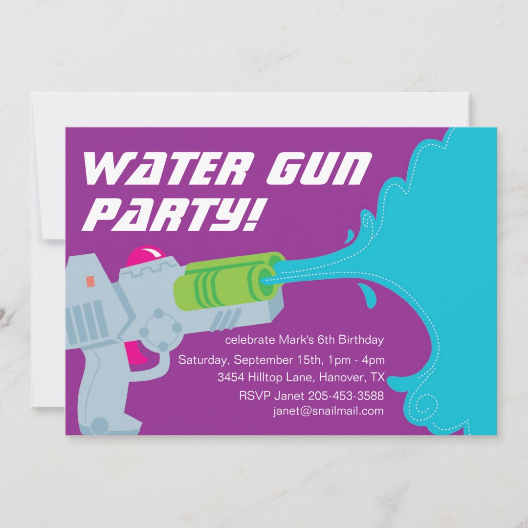 Water Gun Party Invitation | Zazzle