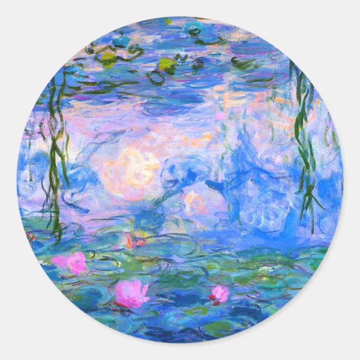 Water Lilies Claude Monet Restored Classic Round Sticker | Zazzle