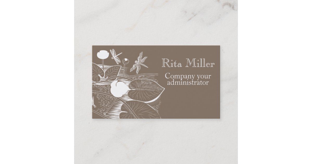 Water-lilies engraving business card | Zazzle