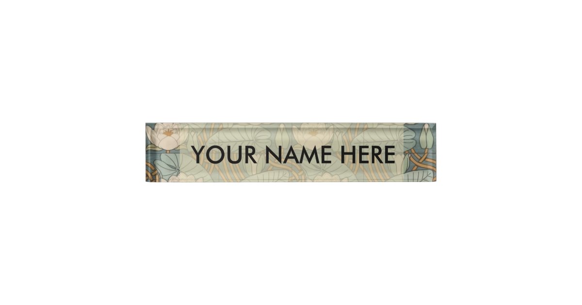 Water Lilies Lily Art Nouveau Nature Desk Name Plate | Zazzle