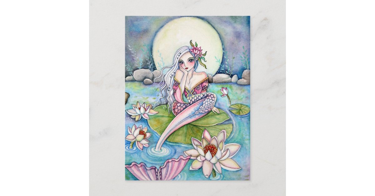 Water Lily Mermaid- Postcard | Zazzle