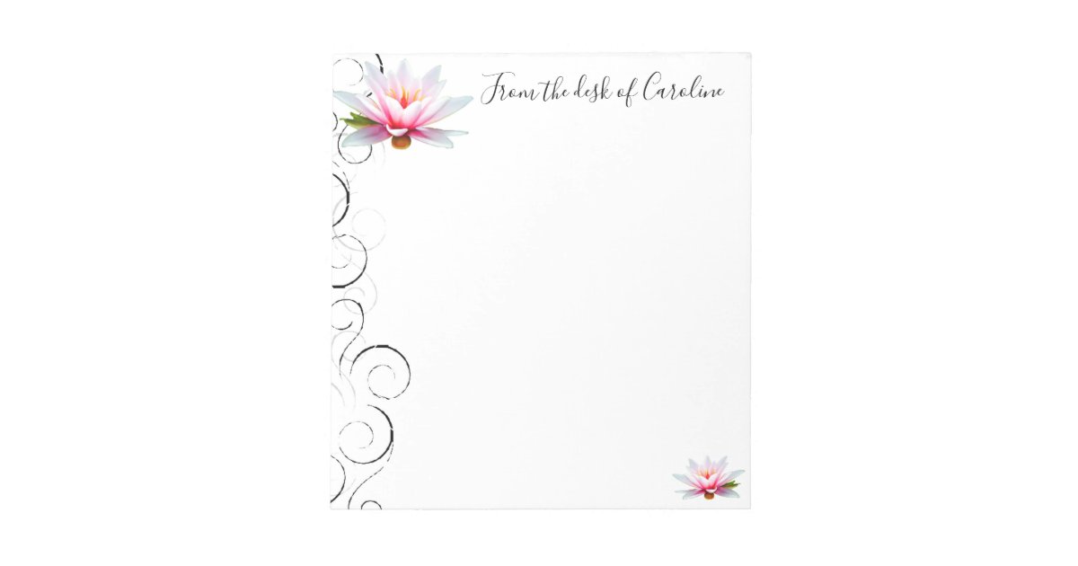 Water Lily Personalized Notepad | Zazzle