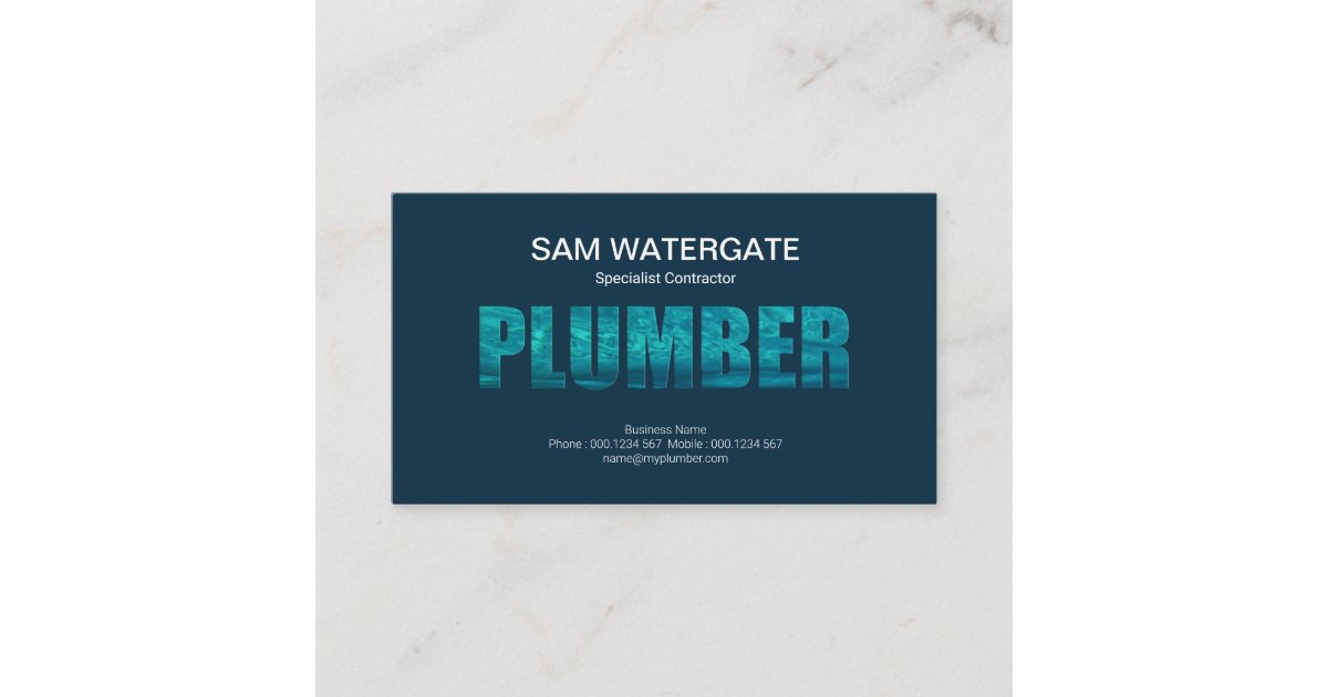 Water Log Plumber Signage Plumbing Service Business Card | Zazzle