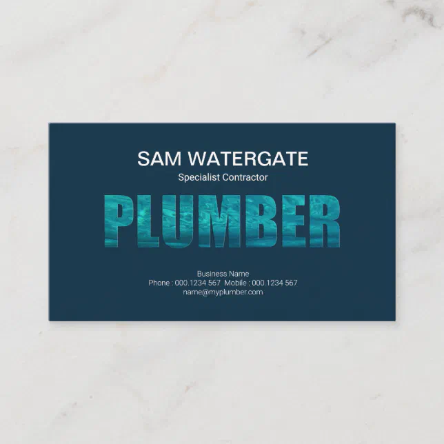 Water Log Plumber Signage Plumbing Service Business Card | Zazzle