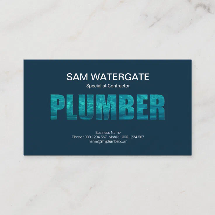 Water Log Plumber Signage Plumbing Service Business Card | Zazzle