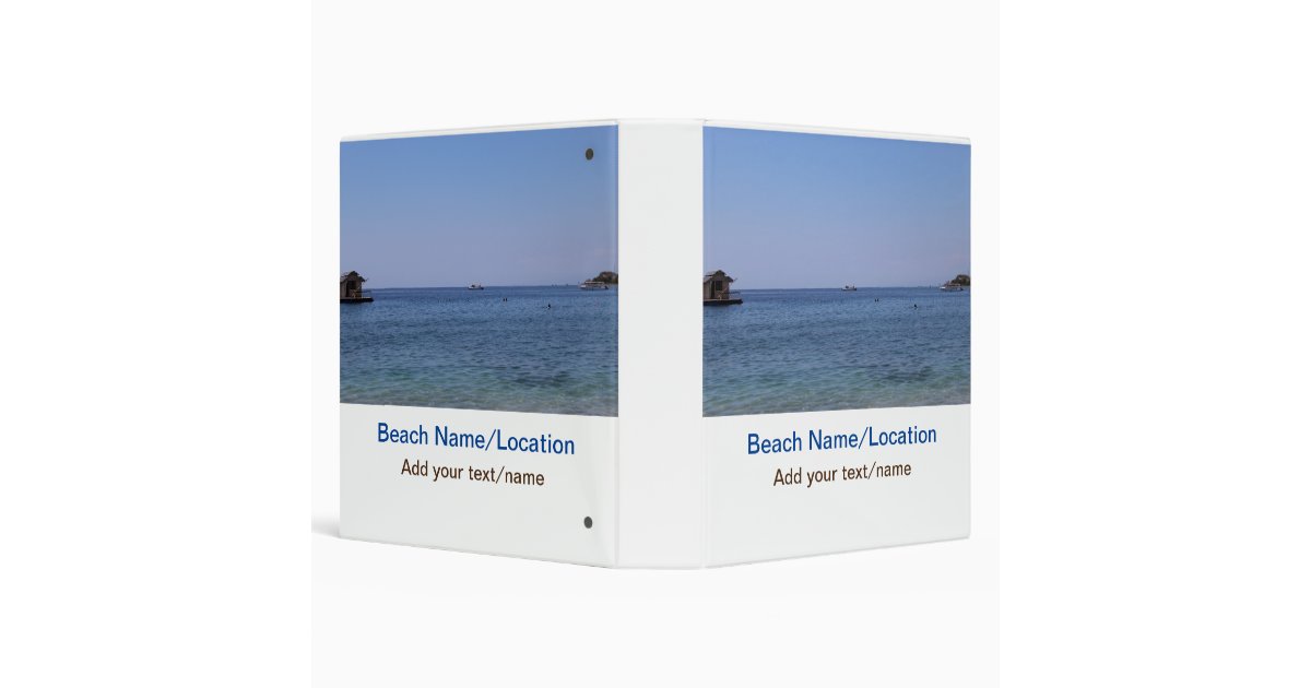 water ocean beach photo add name text place summer 3 ring binder | Zazzle