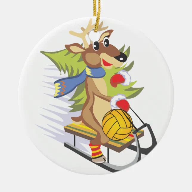 Water Polo Reindeer with ball ornament | Zazzle
