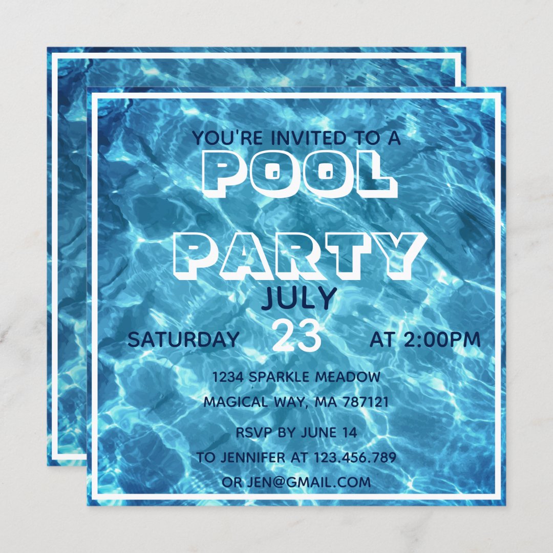 Water Pool Party Invitation | Zazzle