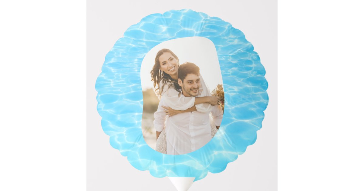 Water ripples Pool party modern Custom photo text Balloon | Zazzle