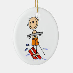 Water Skiing Stick Figure Ceramic Ornament | Zazzle