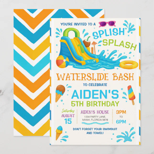 Water Slide Bash Invitation, Editable Water Slide Invitation | Zazzle