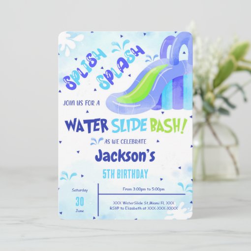Water Slide Birthday Invitation | Zazzle