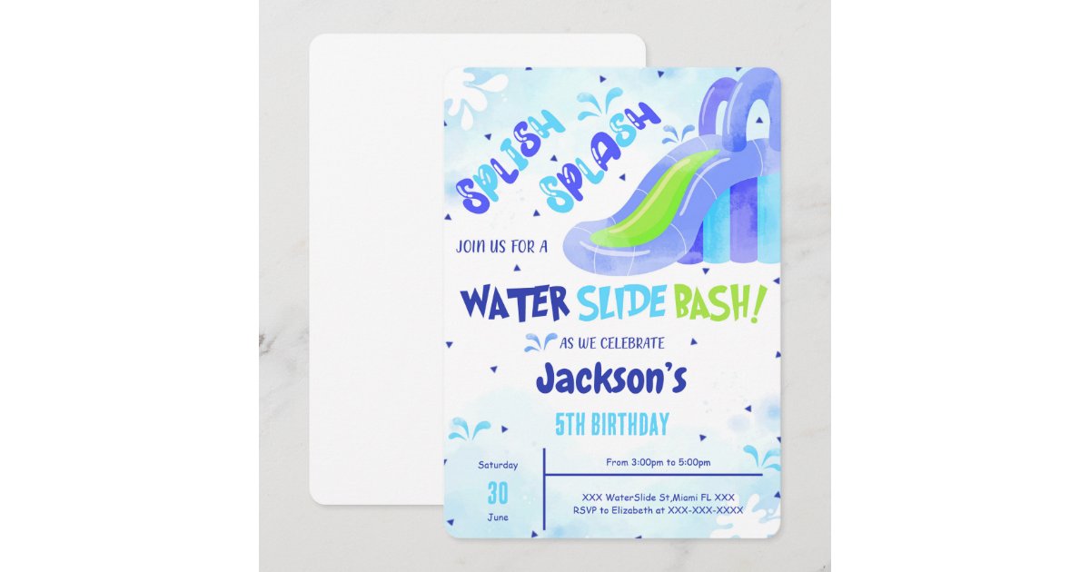 Water Slide Birthday Invitation | Zazzle