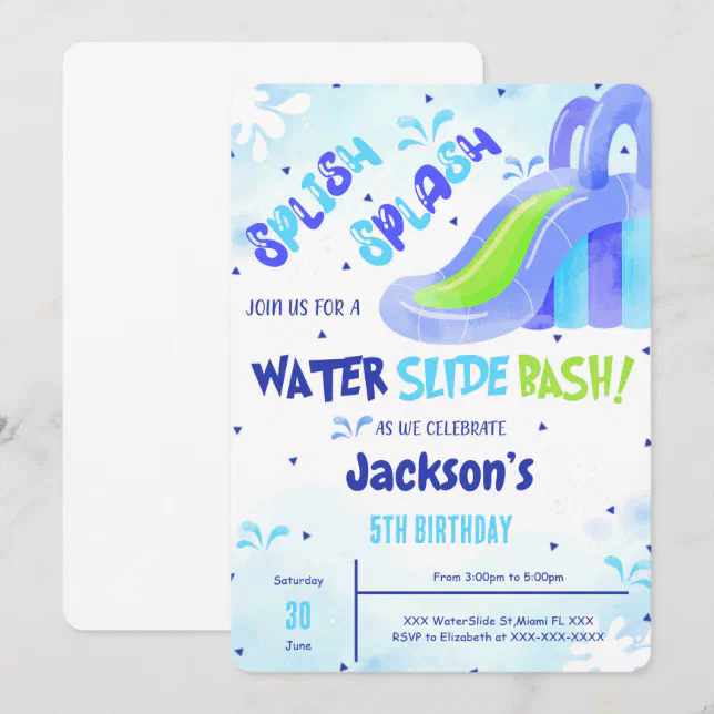 Water Slide Birthday Invitation | Zazzle