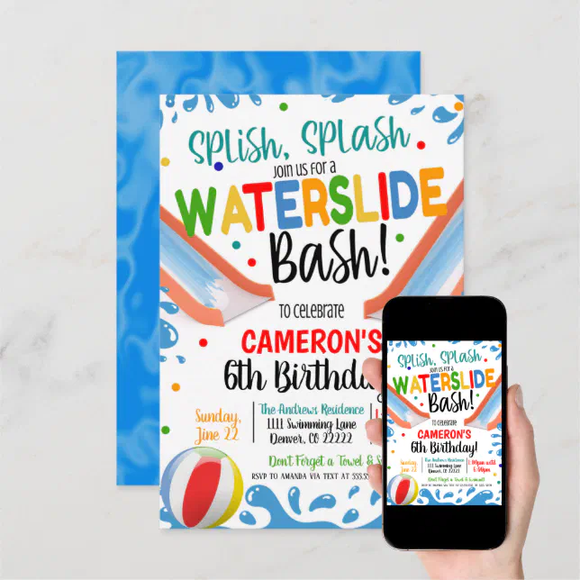 Water Slide Party Invitation | Zazzle