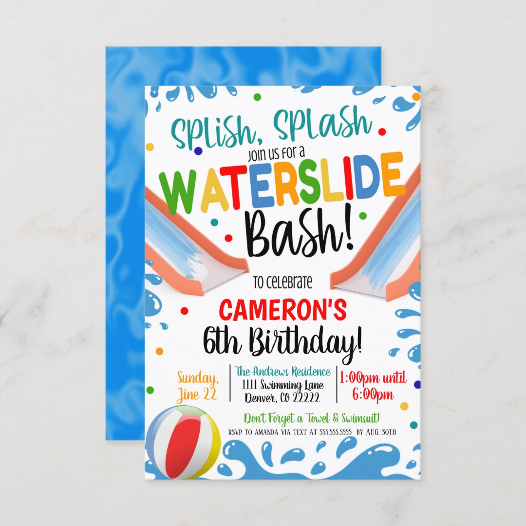 Water Slide Party Invitation | Zazzle
