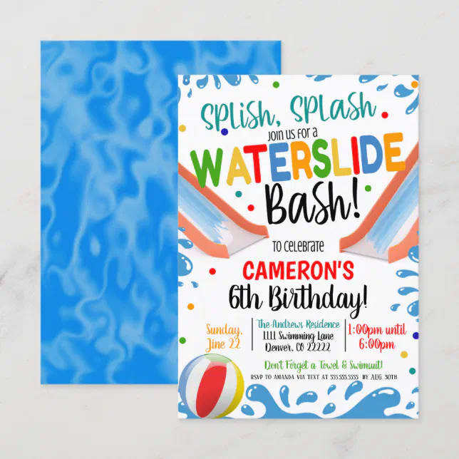 Water Slide Party Invitation | Zazzle