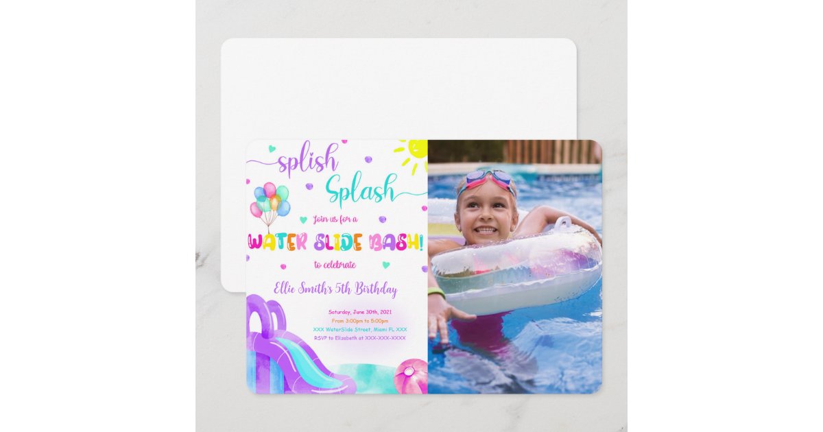 Water Slide Photo Invitation | Zazzle
