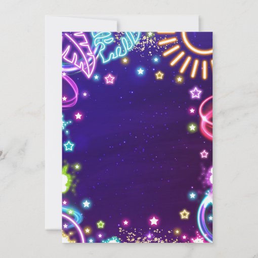 Water Slide Splash Pad Birthday Party Neon Glow Invitation | Zazzle