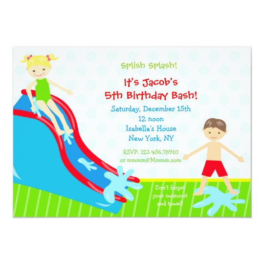 Water slide Waterslide Birthday Invitations | Zazzle.com