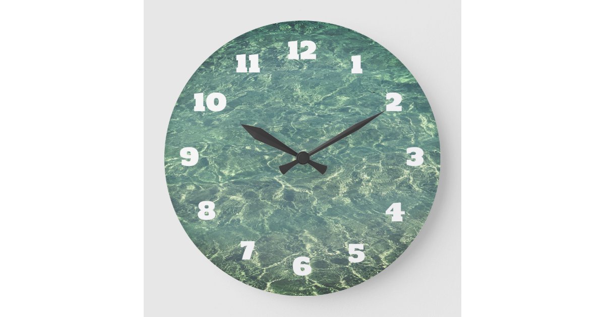 Water Sparkle Blue Green Sparkly Abstract Beach Large Clock | Zazzle
