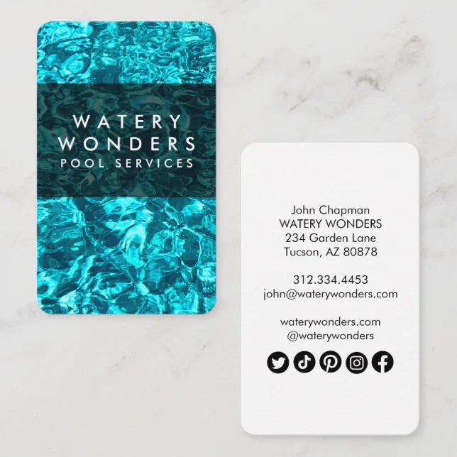 Water Sparkles Swimming Pool Cleaning Construction Business Card | Zazzle