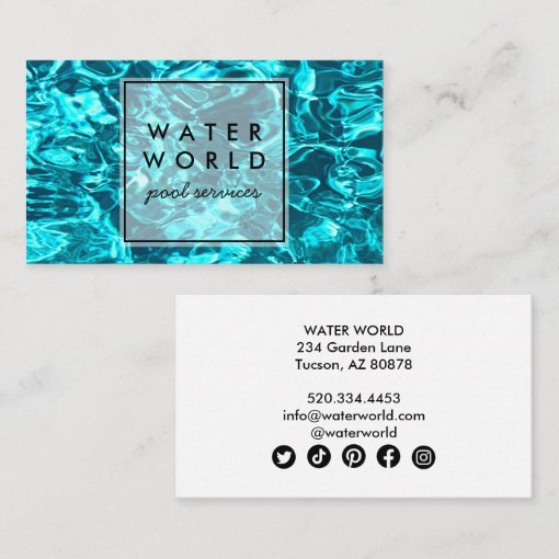 Water Sparkles Swimming Pool Service Photo Travel Business Card | Zazzle