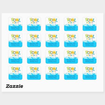 Water Splash Boy Pool Party Birthday Sticker | Zazzle