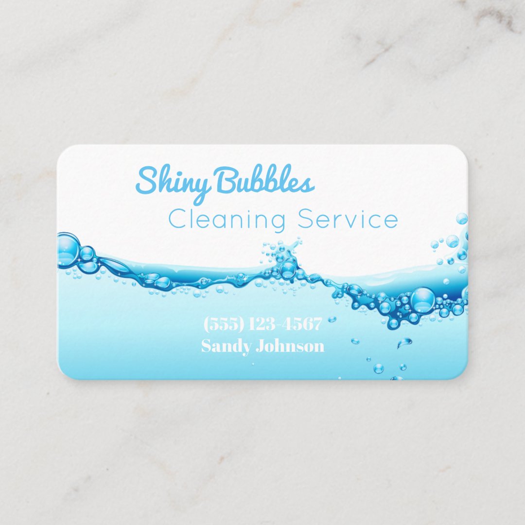 Water Splash Design Professional Cleaning Services Business Card | Zazzle