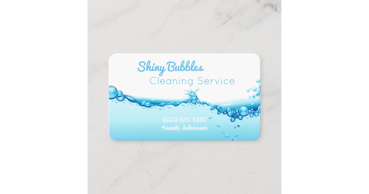 Water Splash Design Professional Cleaning Services Business Card | Zazzle