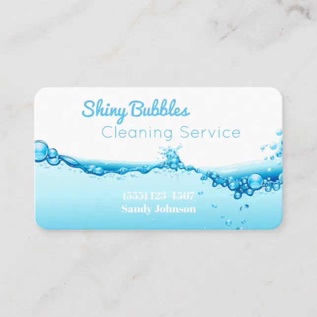 Water Splash Design Professional Cleaning Services Business Card | Zazzle