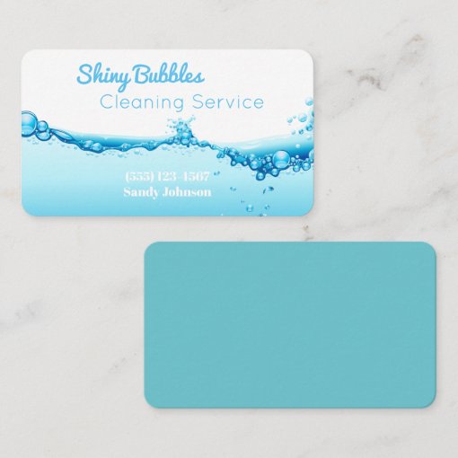 Water Splash Design Professional Cleaning Services Business Card | Zazzle