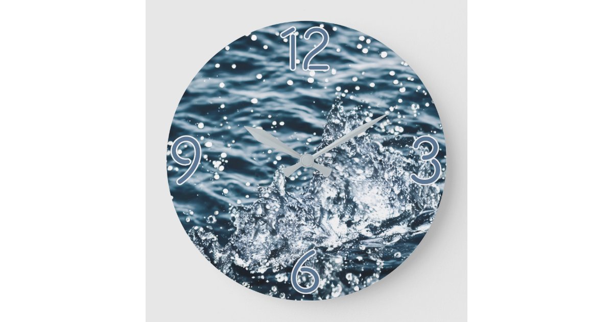 Water Splash Large Clock | Zazzle