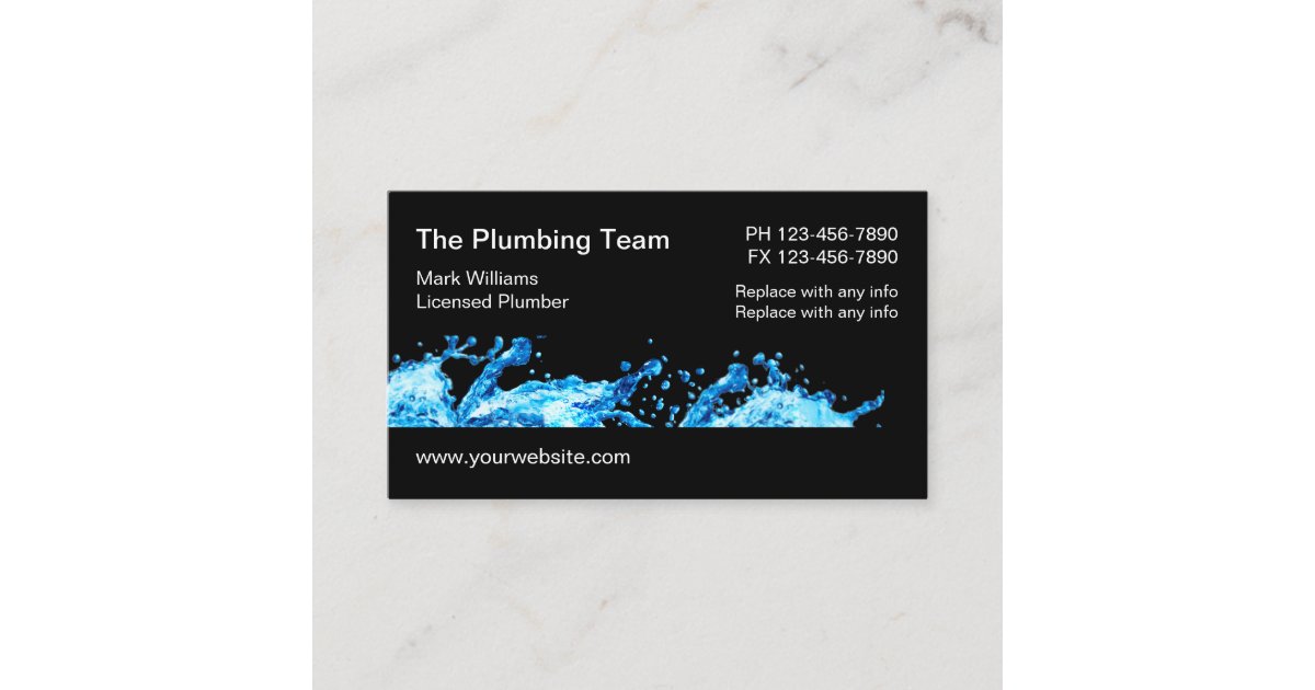 Water Splash Plumbing Services Business Card | Zazzle