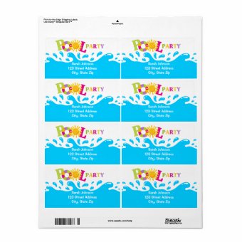 Water Splash Pool Party Girl Shipping Labels | Zazzle