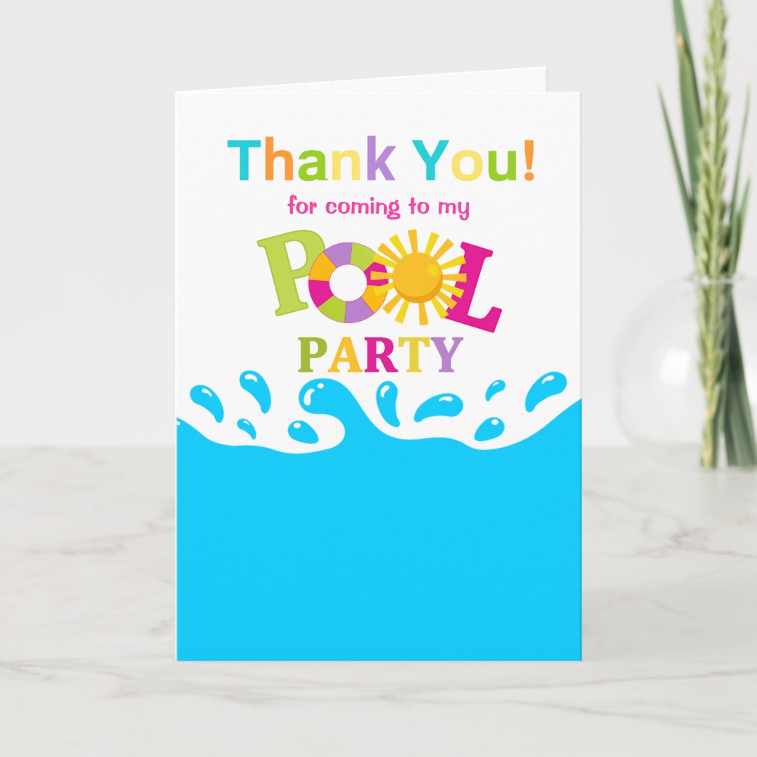 Water Splash Pool Party Girl Thank You Card | Zazzle
