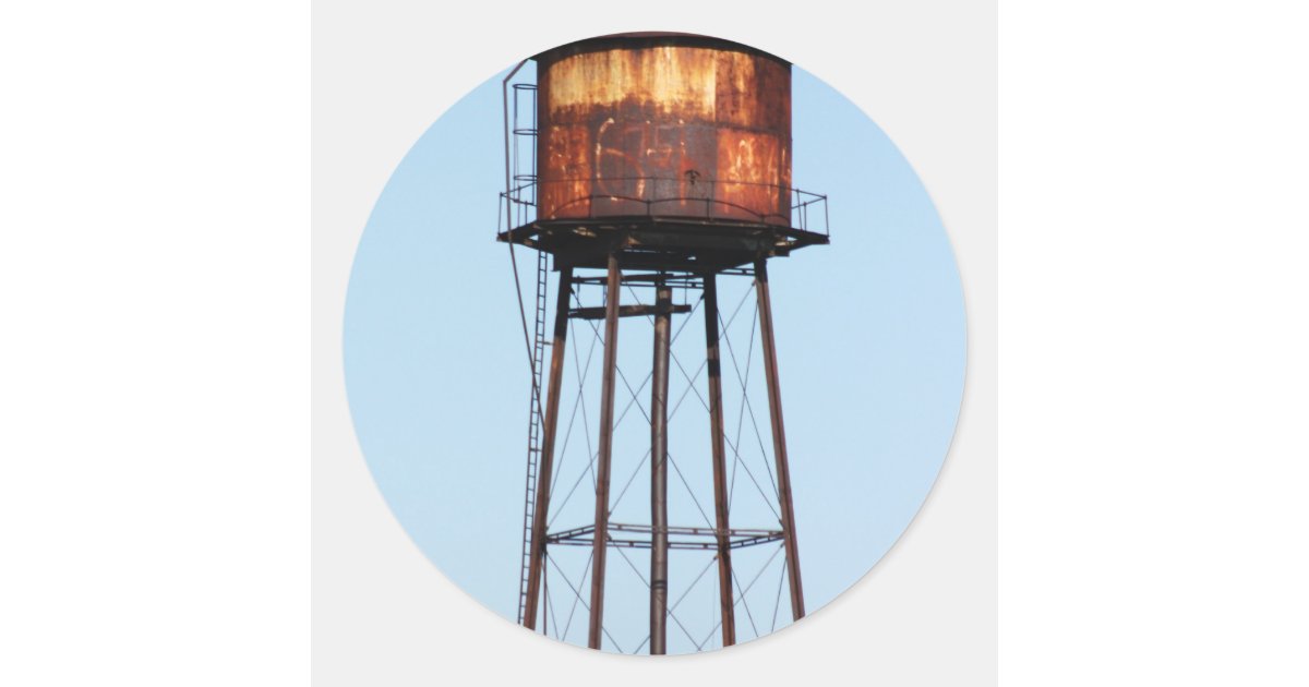 Water Tower Classic Round Sticker | Zazzle