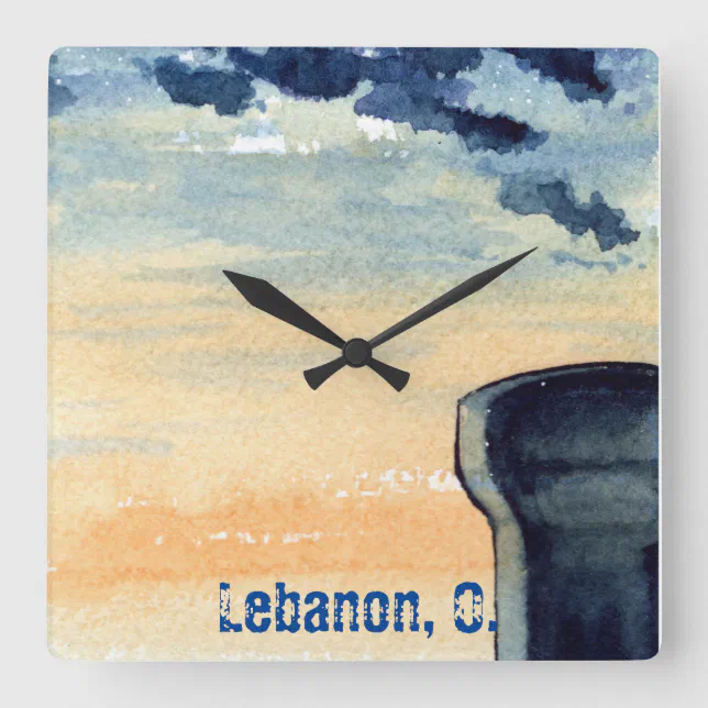 Water Tower Skyline Square Wall Clock | Zazzle