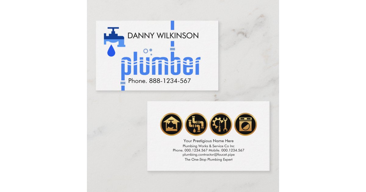 Water Wave Leaking Plumber Layers Business Card | Zazzle
